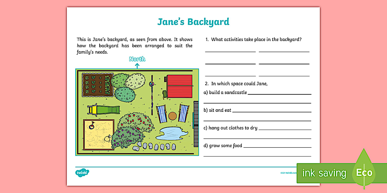 TAS Jane's Backyard Worksheet (teacher made) - Twinkl