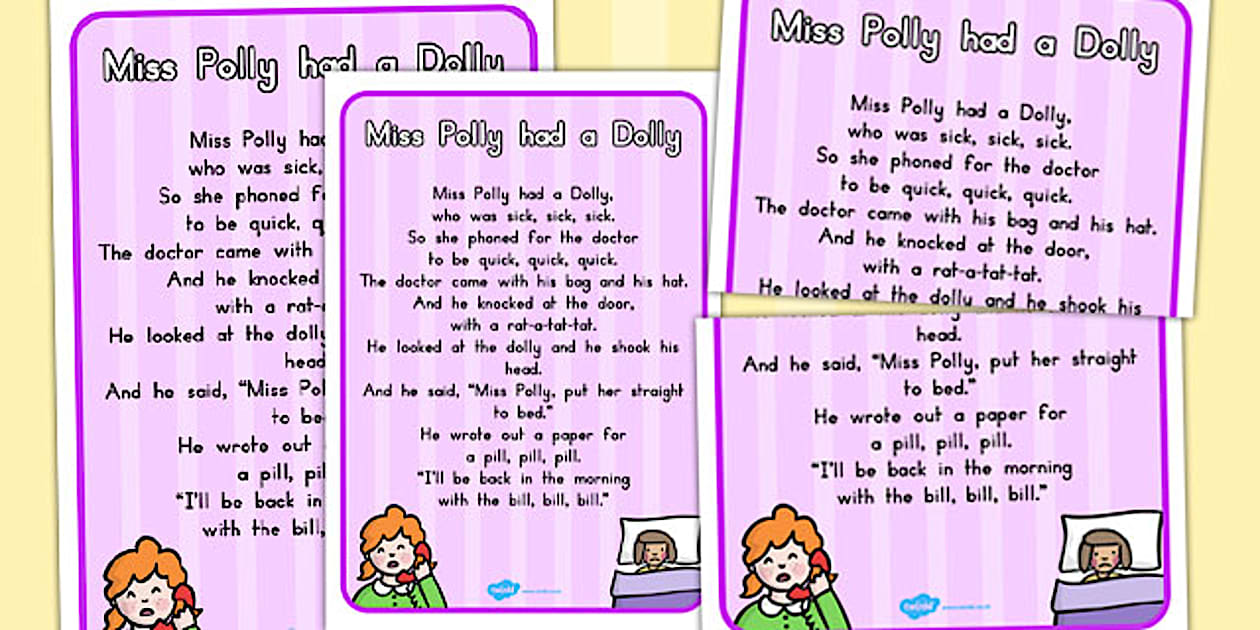 Miss Polly Had a Dolly Nursery Rhyme Poster
