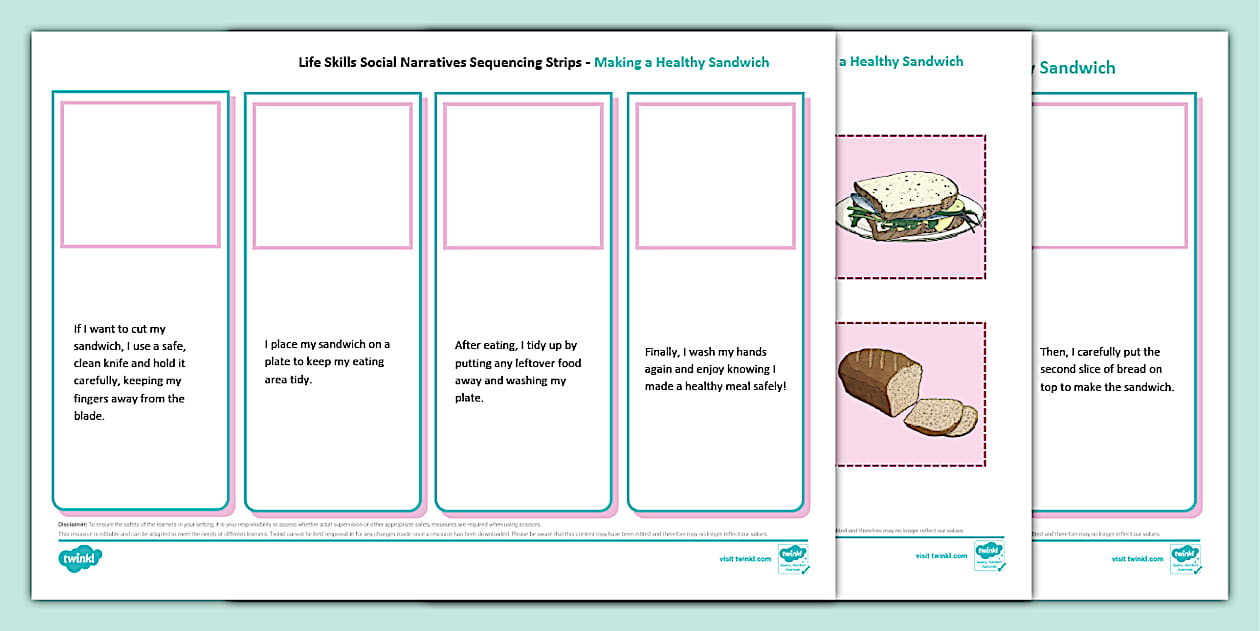 Life Skills Social Narratives Sequencing Strips - Twinkl