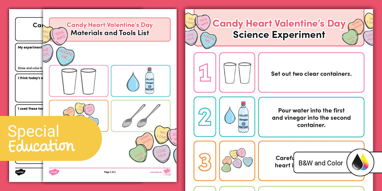 Candy Heart Valentine's Science Experiment Special Education