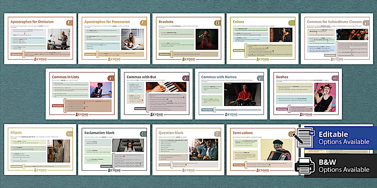 Punctuation Posters Display Pack | KS3 SPaG | Beyond