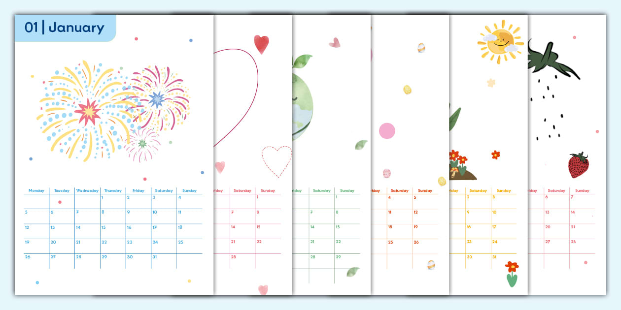 2026 Handprint Monthly Wall Calendar Posters Pack - Twinkl