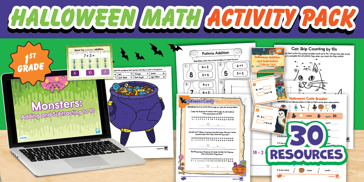 1st Grade Halloween Math Pack (teacher made) - Twinkl