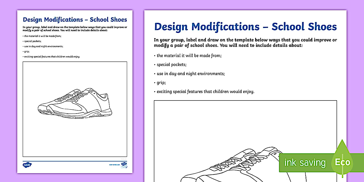 Design Modifications – School Shoes Group Activity