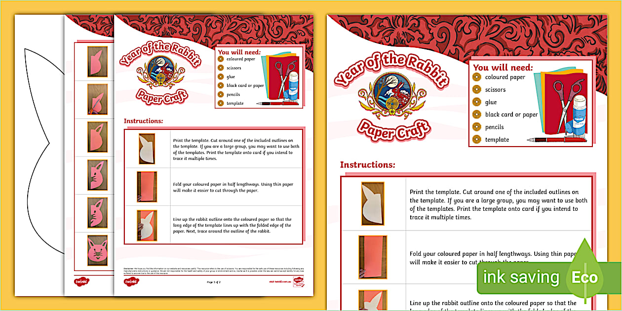 Year of the Rabbit Paper Craft Activity