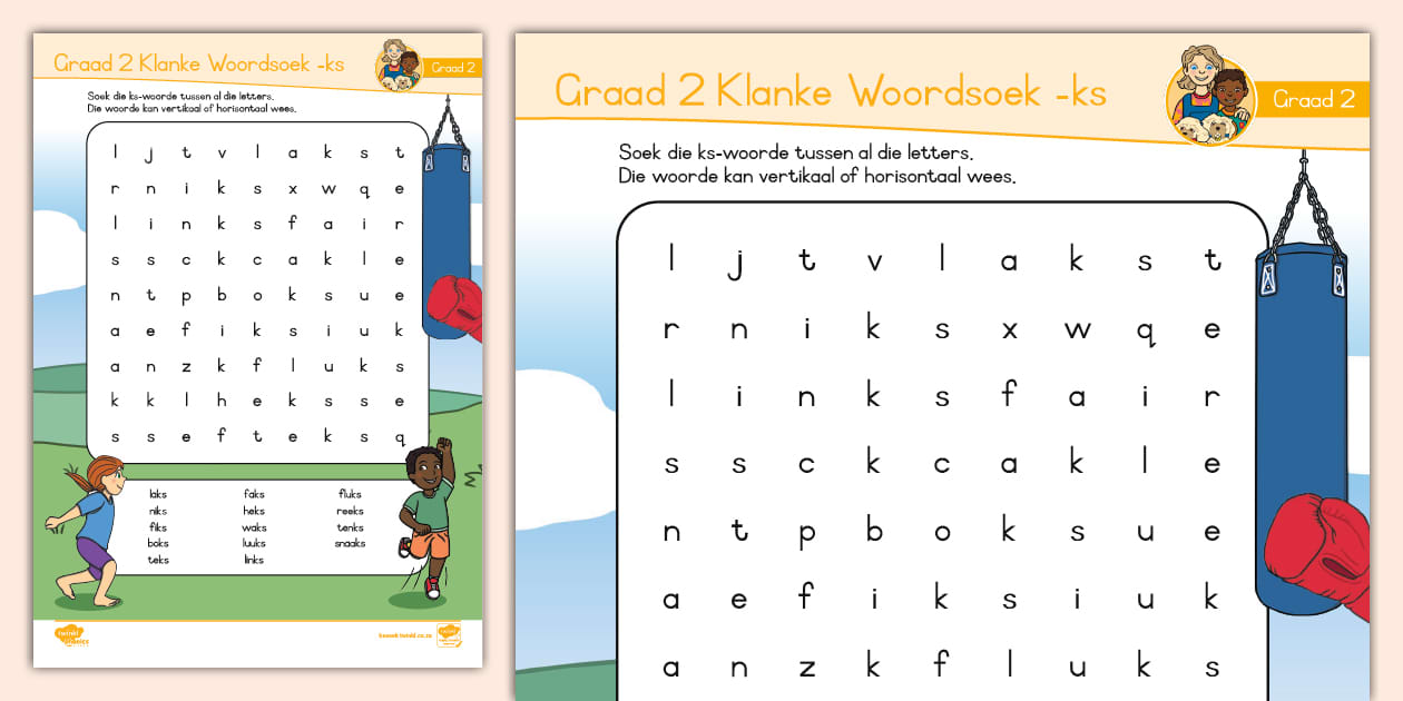Graad 2 Klanke Woordsoek -ks (teacher made) - Twinkl