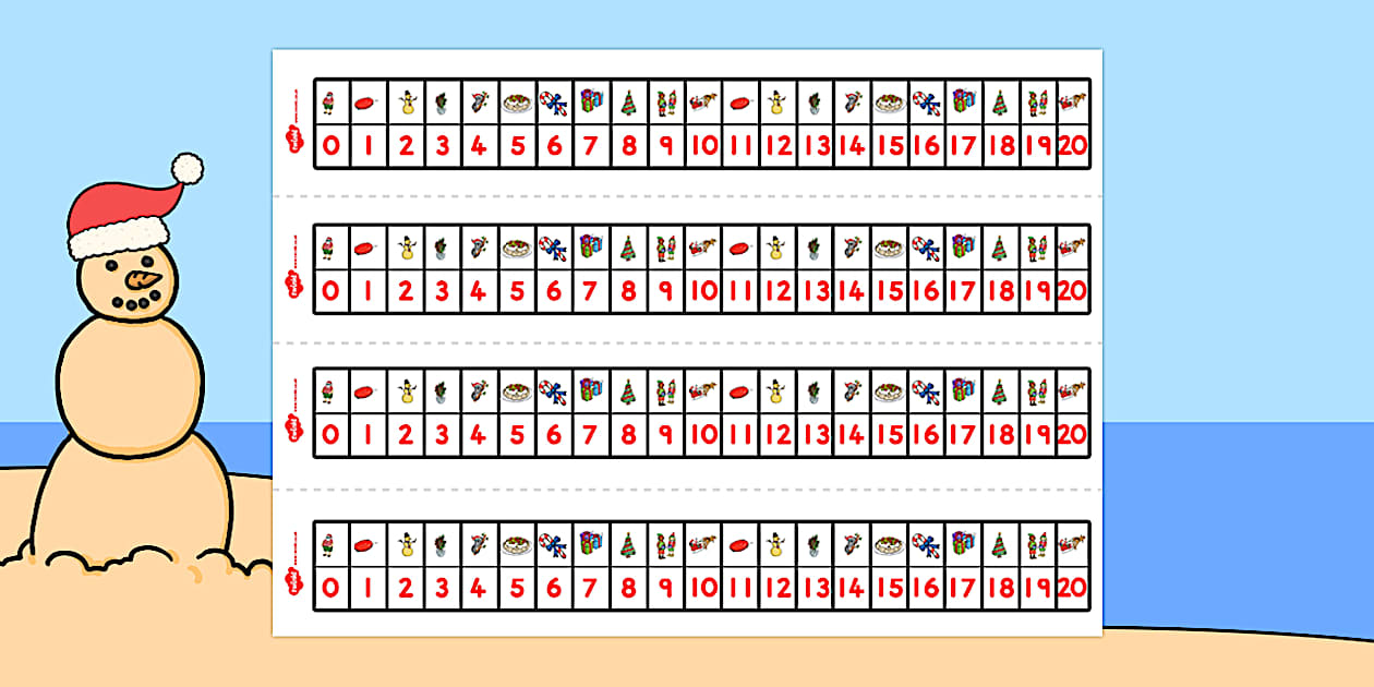 Christmas Number Track 1-20 (teacher made) - Twinkl