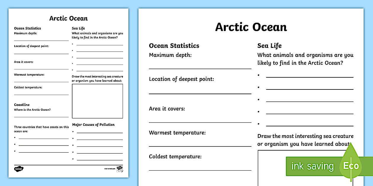 Arctic Ocean Fact File Worksheet / Worksheet - Twinkl