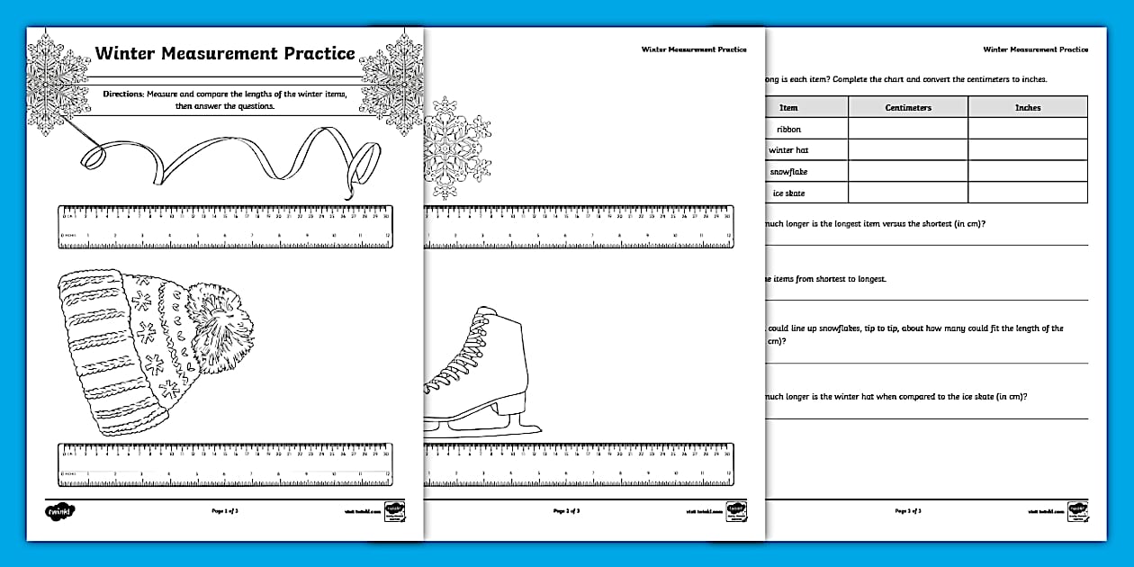 Fifth Grade Winter Measurement Worksheet (Teacher-Made)