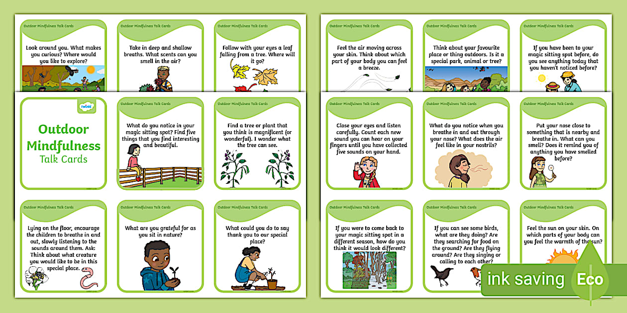 Outdoor Mindfulness Lanyard-Sized Talk Cards (teacher made)
