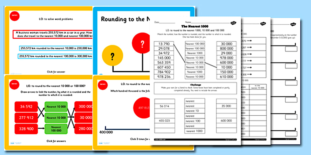 Grade 5 Rounding to the Nearest 10,000 and 100,000 Lesson Teaching Pack