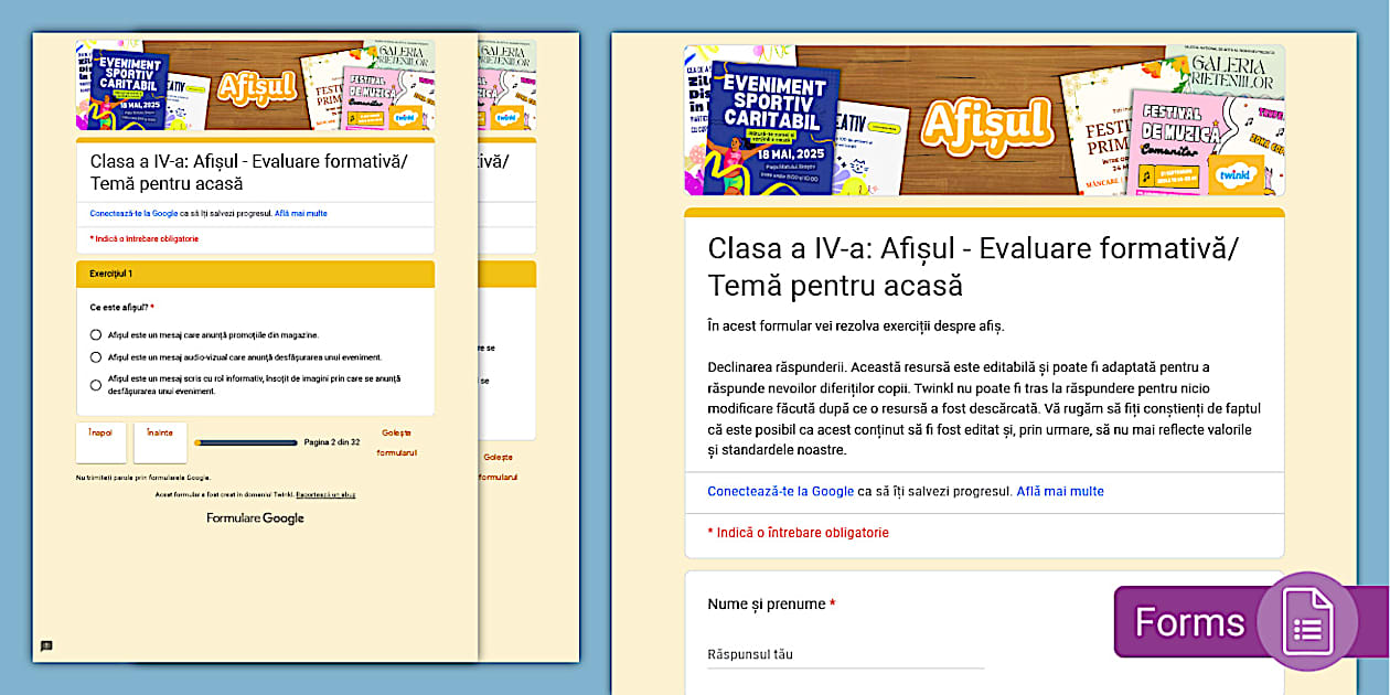 Clasa a IV-a: Afișul - Evaluare formativă/ Temă pentru acasă