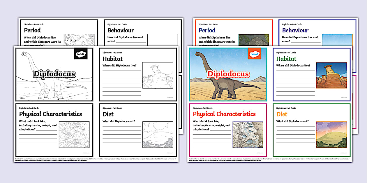 Diplodocus Fact Cards Template (Teacher-Made) - Twinkl