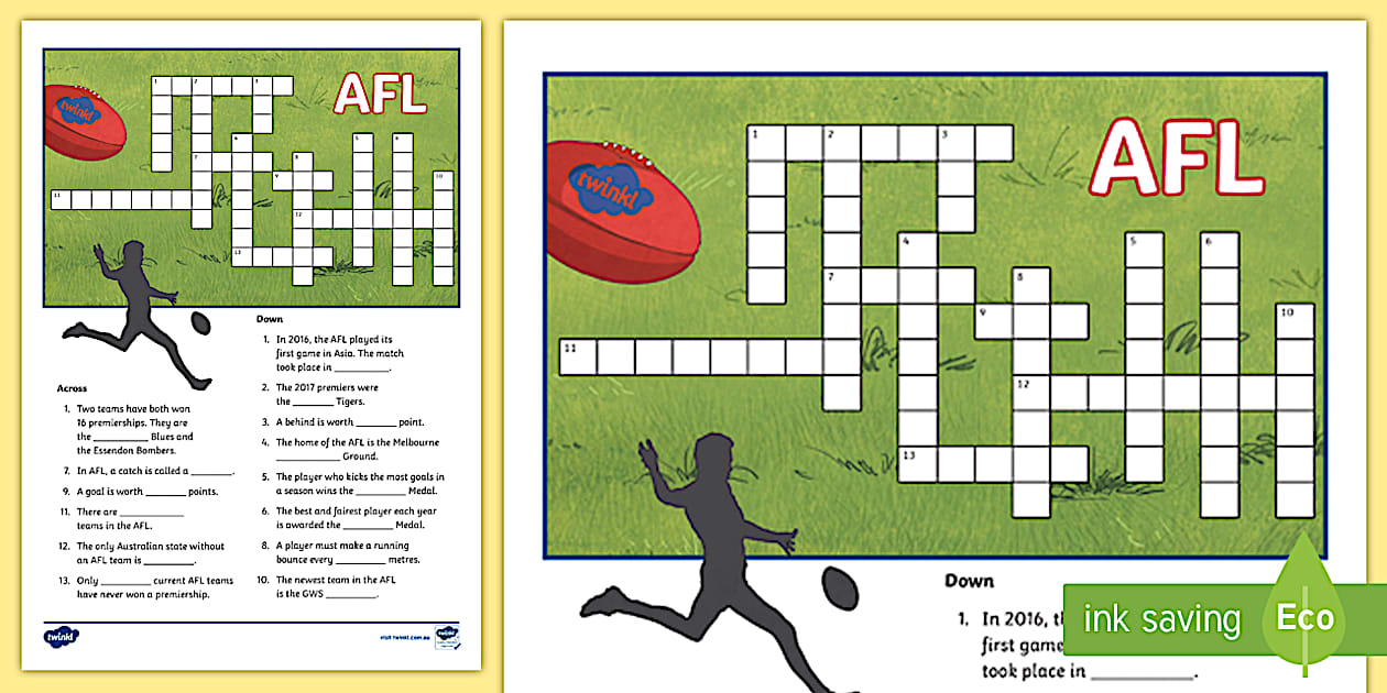 Australian Rules Football Crossword (teacher made) - Twinkl