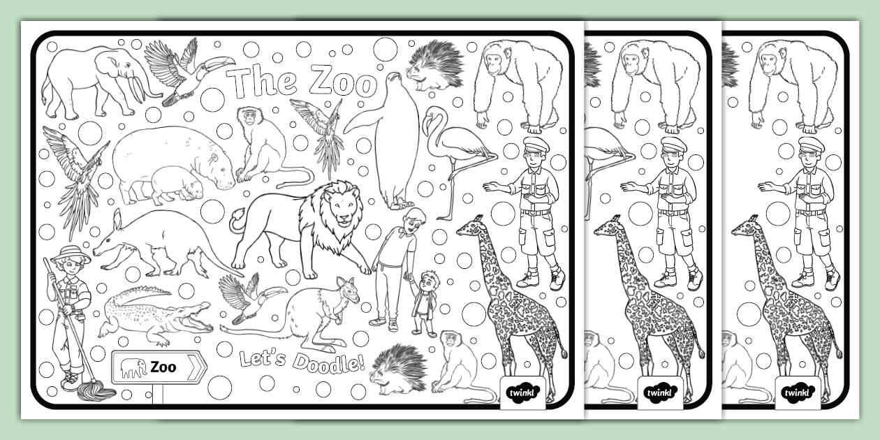 Zoo Doodle Colouring Pages - Twinkl - KS1 (Teacher-Made)