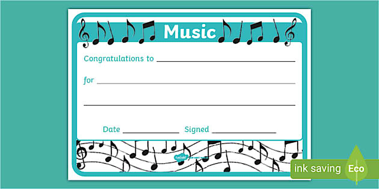 Music Class Certificate (teacher made) - Twinkl
