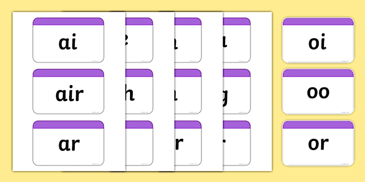 Dyslexic Phase 3 Phoneme Plain Flash Cards - Twinkl