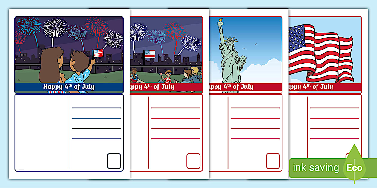 Fourth of July Postcards | Twinkl | Postcards | KS1 - Twinkl