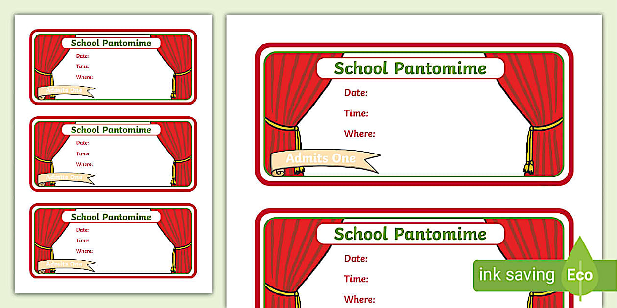 Editable Pantomime Performance Tickets - Twinkl
