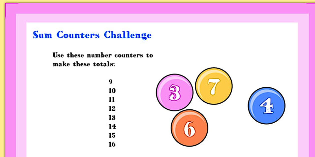 A4 KS1 Sum Counters Maths Challenge Poster - Twinkl