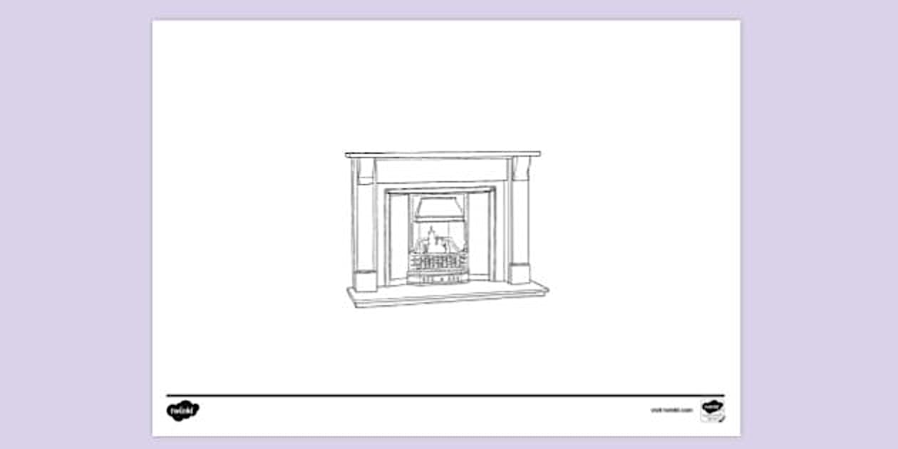 Fireplace 4 | KS1 Colouring Sheets | Twinkl Resources