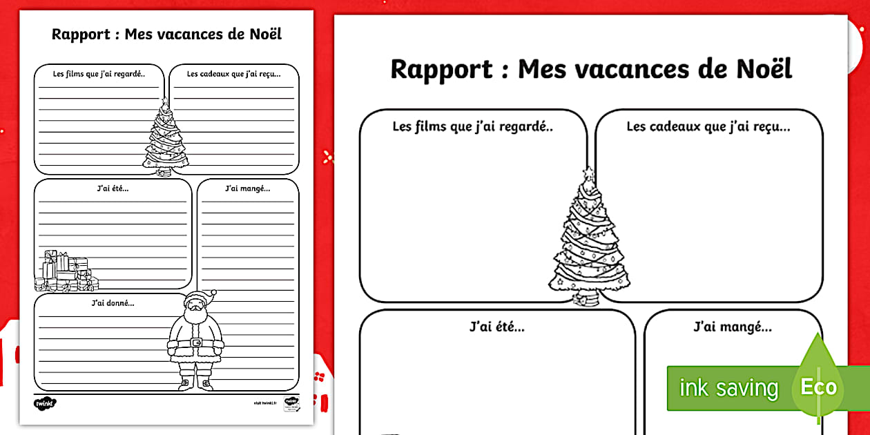 Feuille d'activités : Mes vacances de Noël - Twinkl