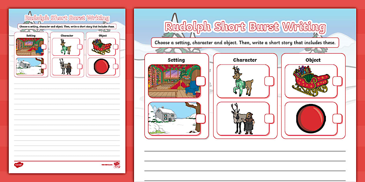 Rudolph the Red-Nosed Reindeer Short Burst Writing Template