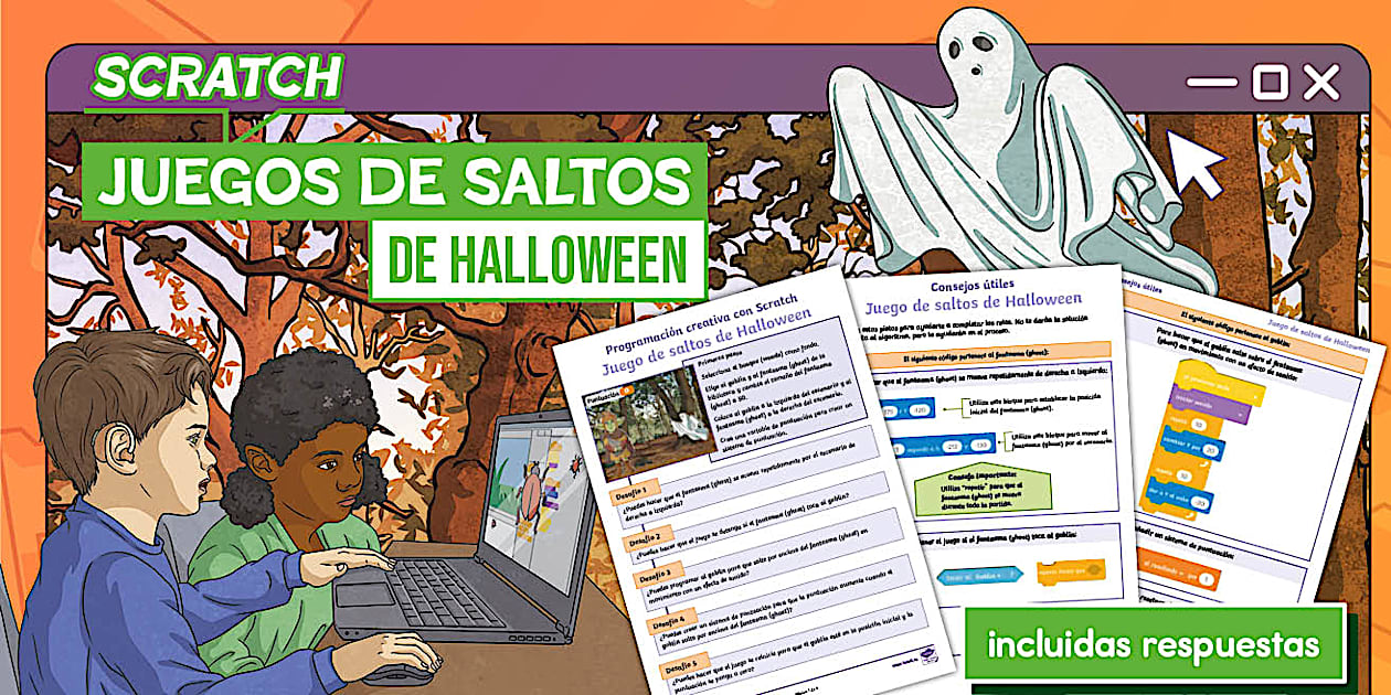 Ficha de actividad: Juego de saltos de Halloween - Scratch