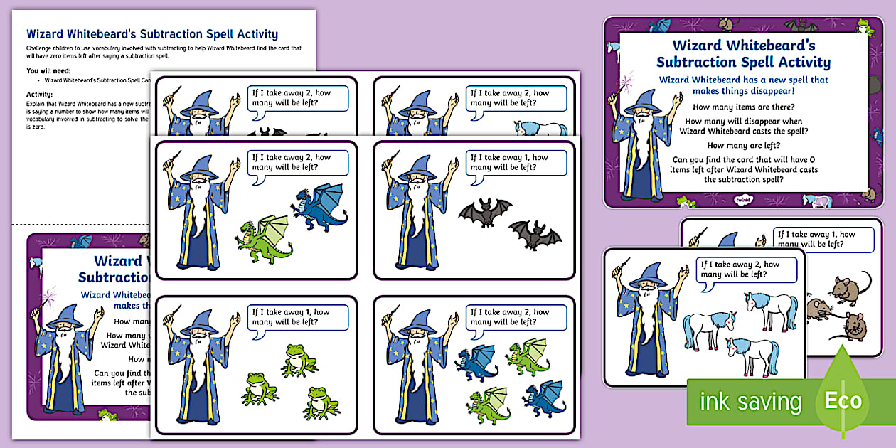 Wizard Whitebeard's Subtraction Spell Activity - Twinkl