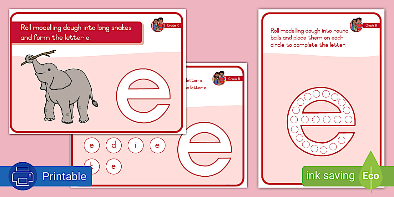Gr. R Phonics: Letter E Modelling Dough Playmats - Twinkl