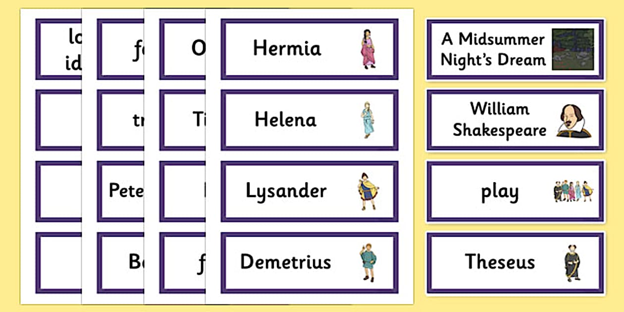Dyslexic A Midsummer Night's Dream Word Cards - Twinkl
