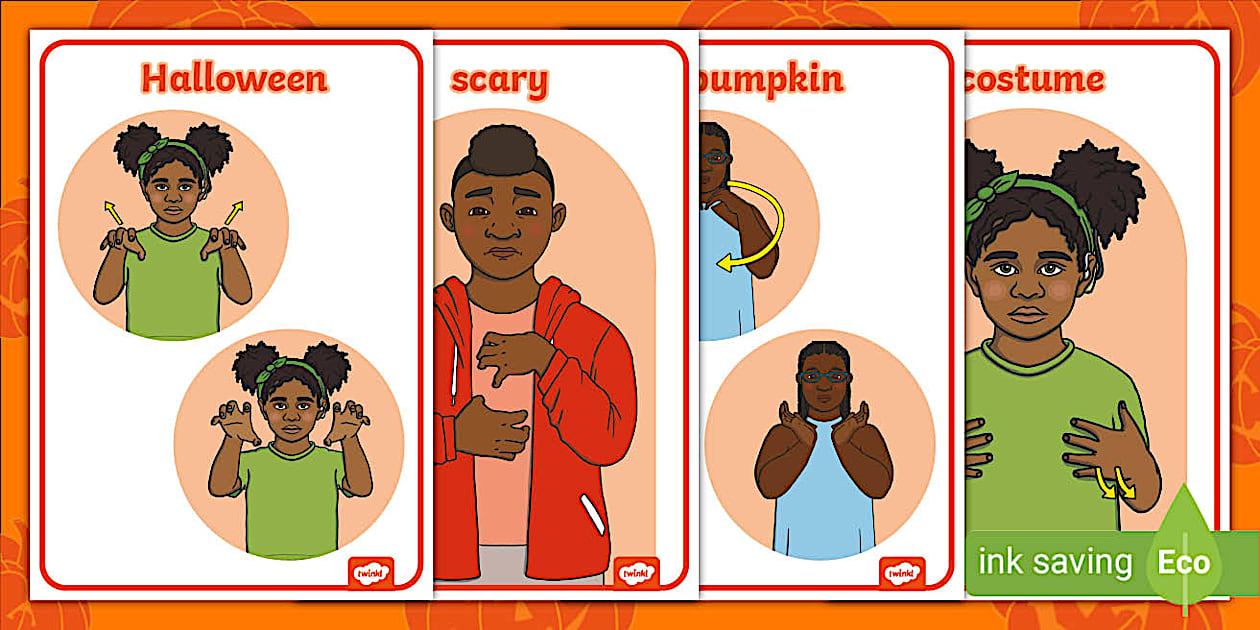 Auslan Halloween Word Display Posters
