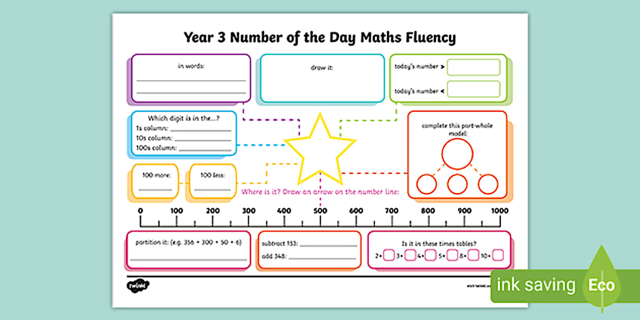 Year 3 Number of the Day Maths Fluency Activity Mat - Twinkl