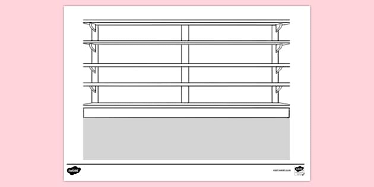 Shelves In Shop Colouring Sheet | Colouring Sheets