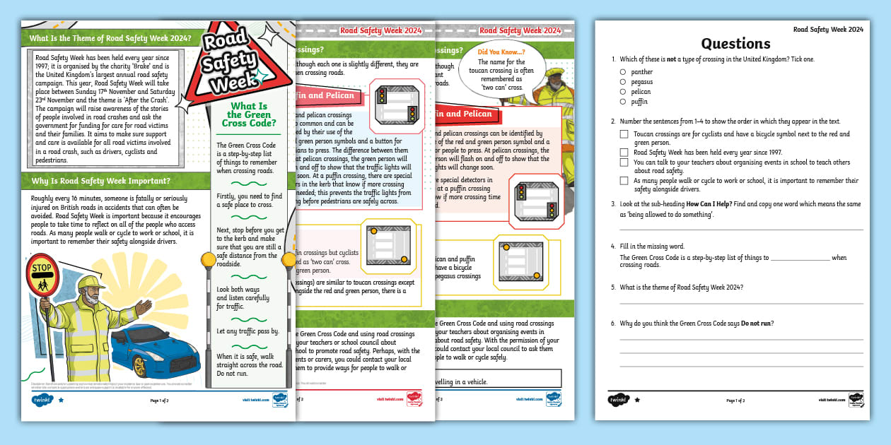 Road Safety Comprehension | Twinkl Resources - Twinkl