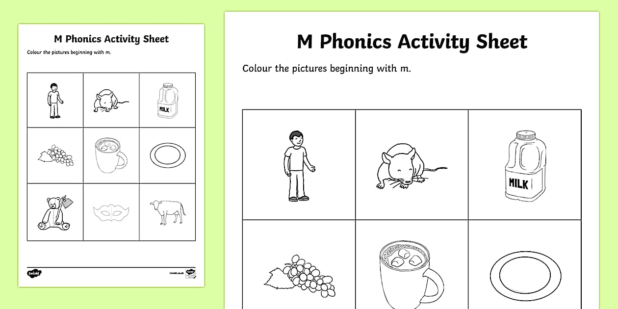 m Phonics Colouring Worksheet / Worksheet (teacher made)