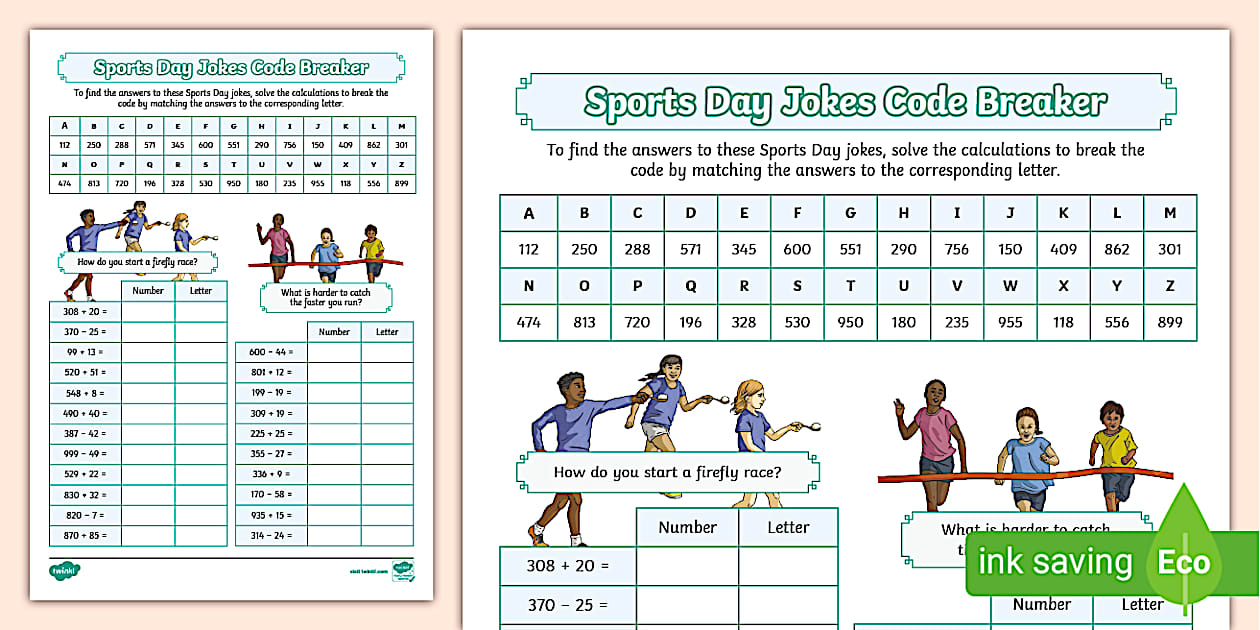 👉 Year 3 Sports Day Code Breaker Activity - Maths - KS2