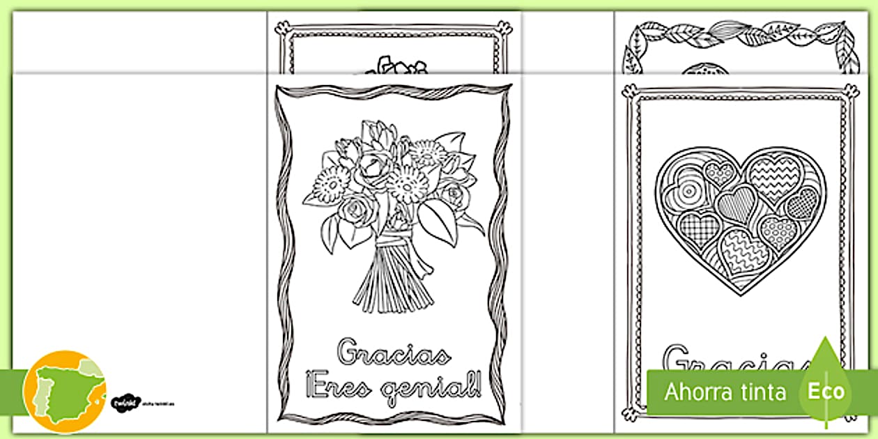 Tarjetas para colorear: ¡Gracias! (teacher made) - Twinkl