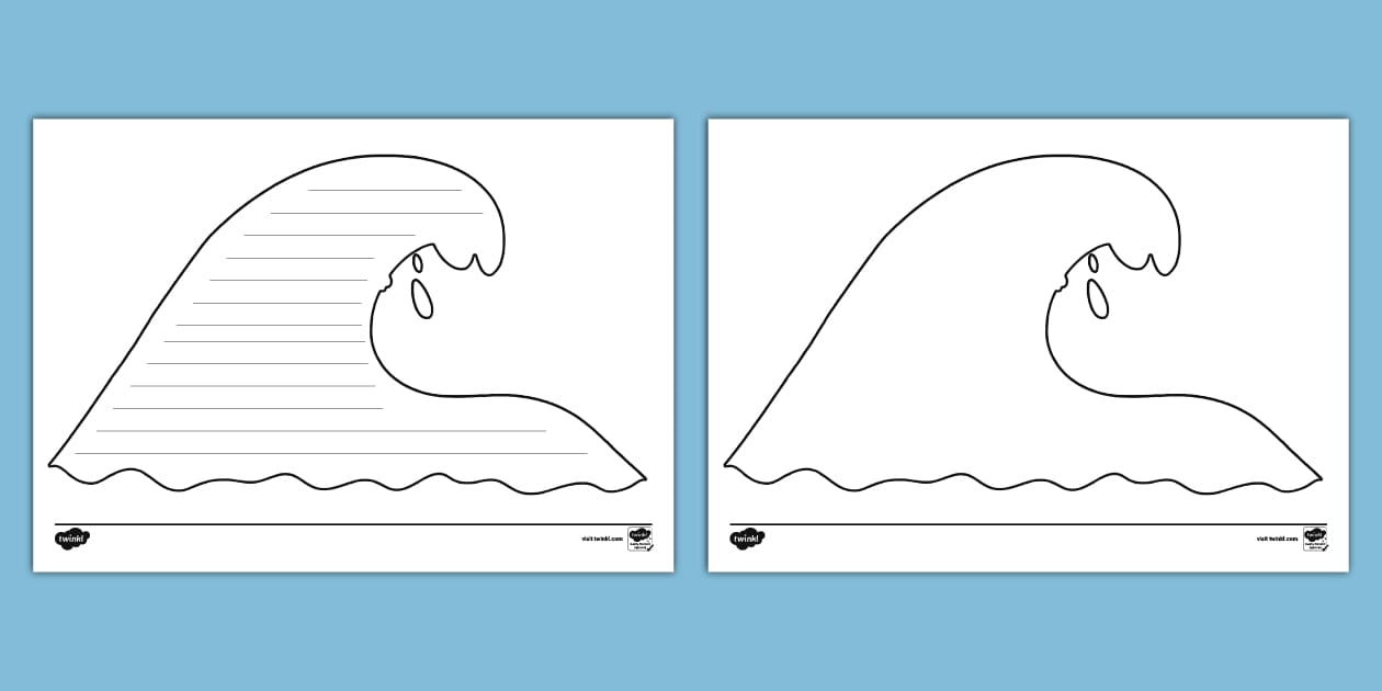 Ocean Wave Writing Template - Twinkl English - Twinkl