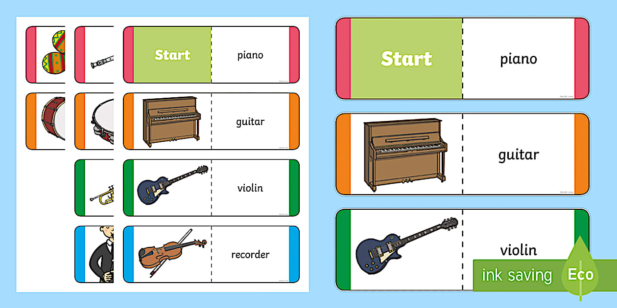 Musical Instruments Card Game (teacher made) - Twinkl