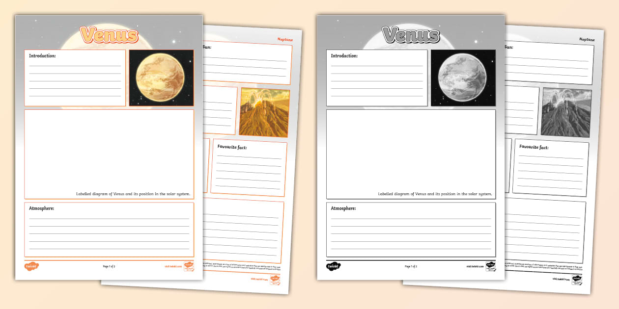 Venus Non-Chronological Report Template (teacher made)