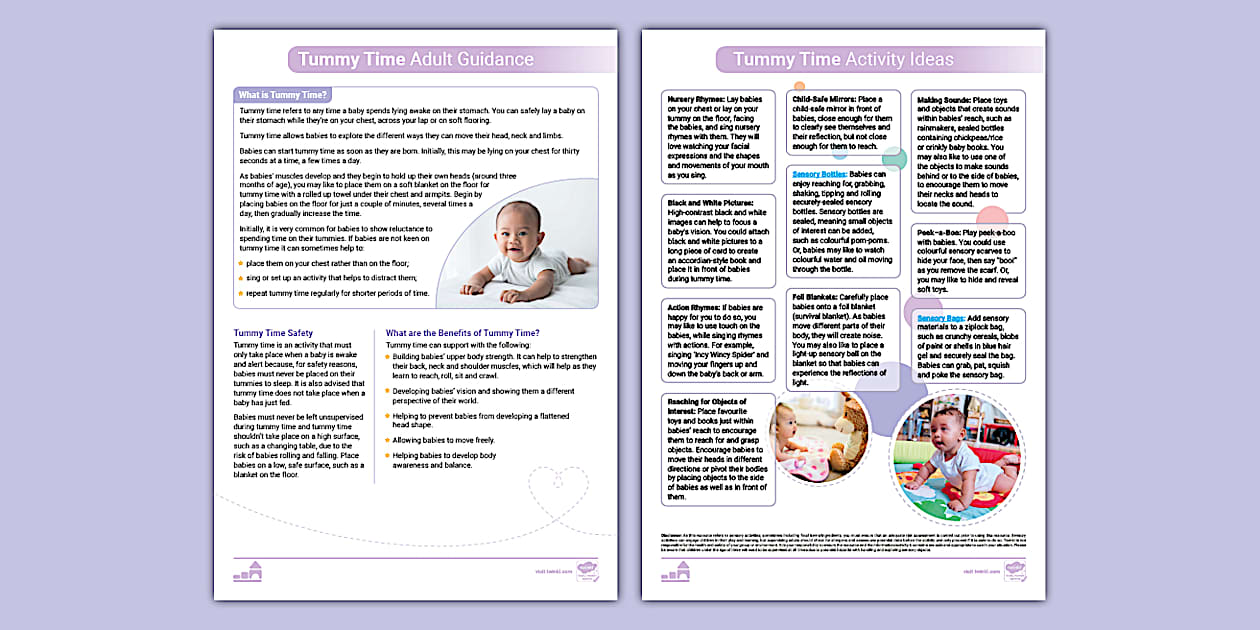 Baby Room Activities: Tummy Time Adult Guidance - Twinkl