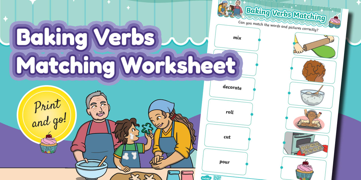 Baking Verbs Matching Worksheet