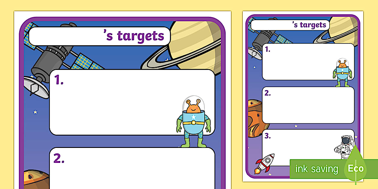 Editable Themed Target Sheets Space (teacher made) - Twinkl