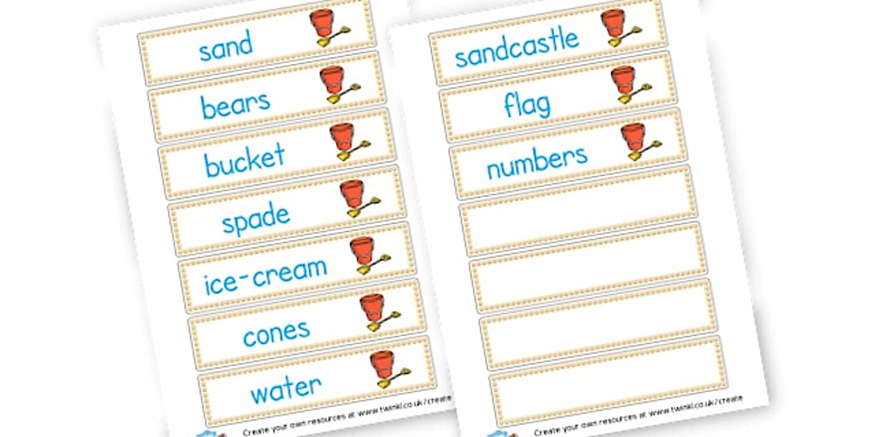 Sand Area Vocabulary (teacher made) - Twinkl