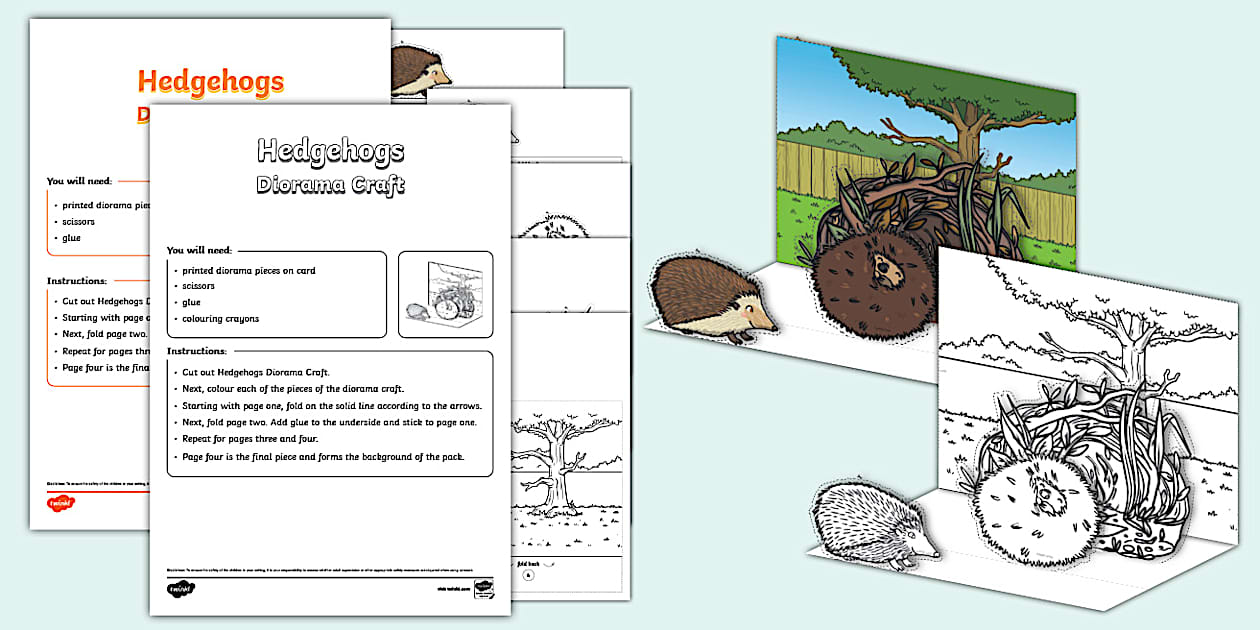 Hedgehogs Diorama Craft (teacher made) - Twinkl