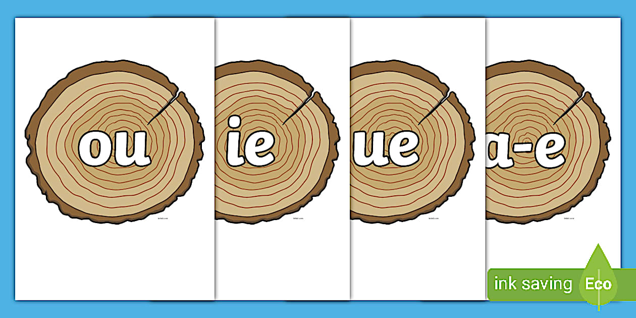 Phase 5 Sounds on Tree Logs Cut-Outs (teacher made) - Twinkl