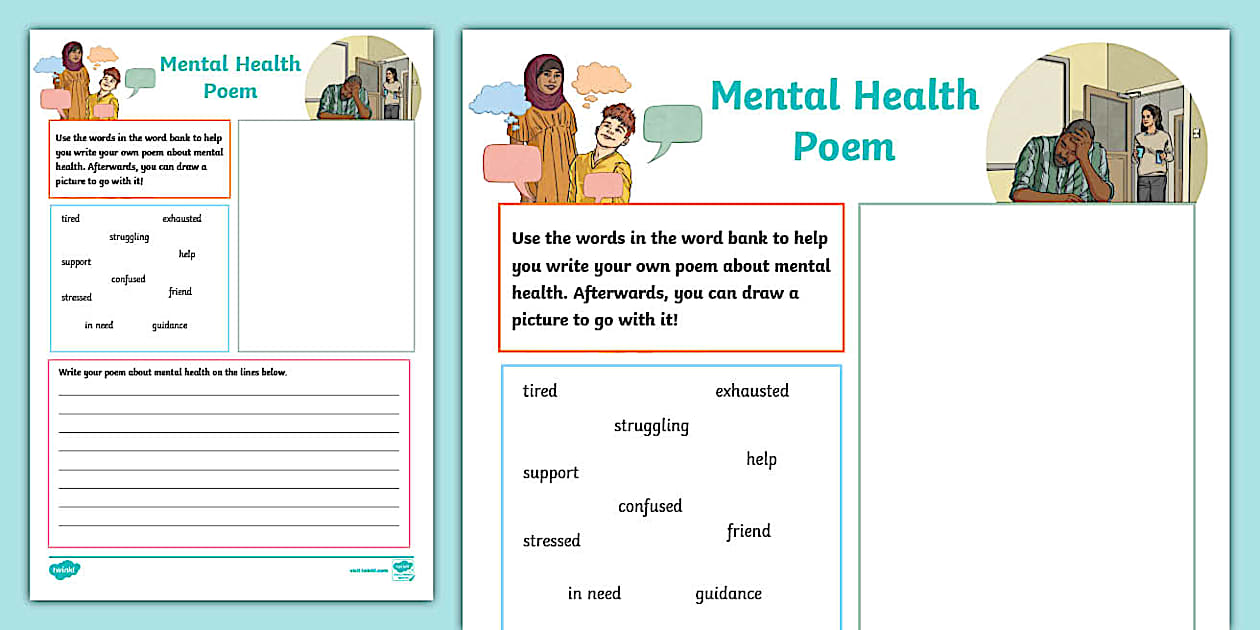 Mental Health Poem Writing Template (teacher made) - Twinkl
