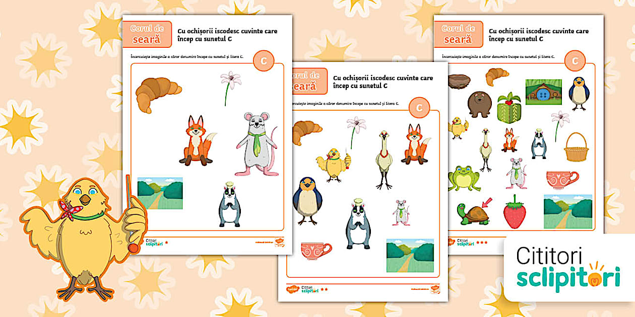 Cu ochișorii iscodesc cuvinte care încep cu sunetul C