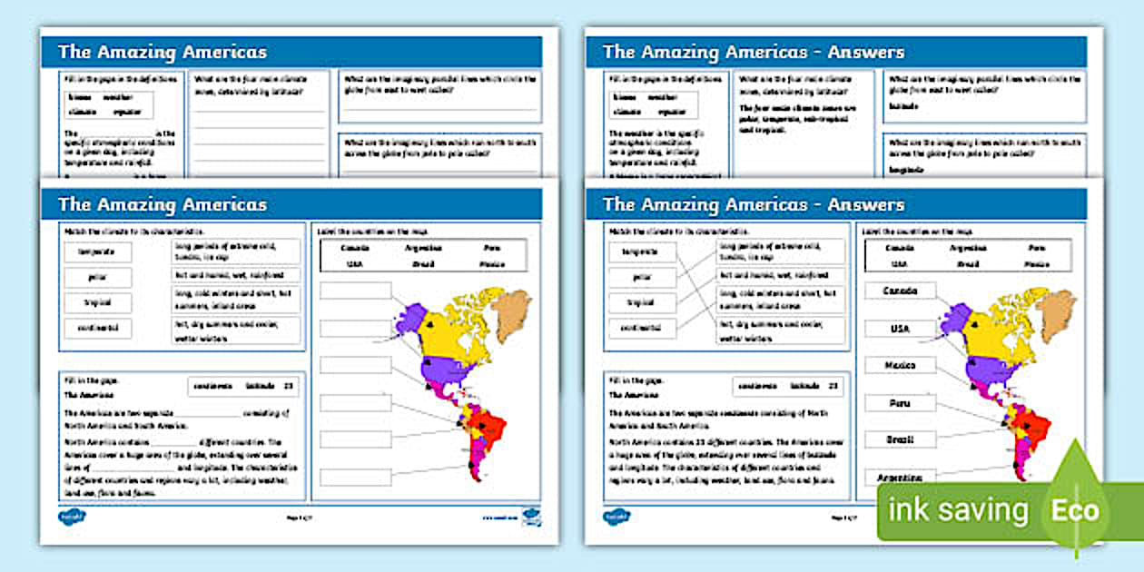 KS2 Geography Revision Mat: The Amazing Americas - Twinkl